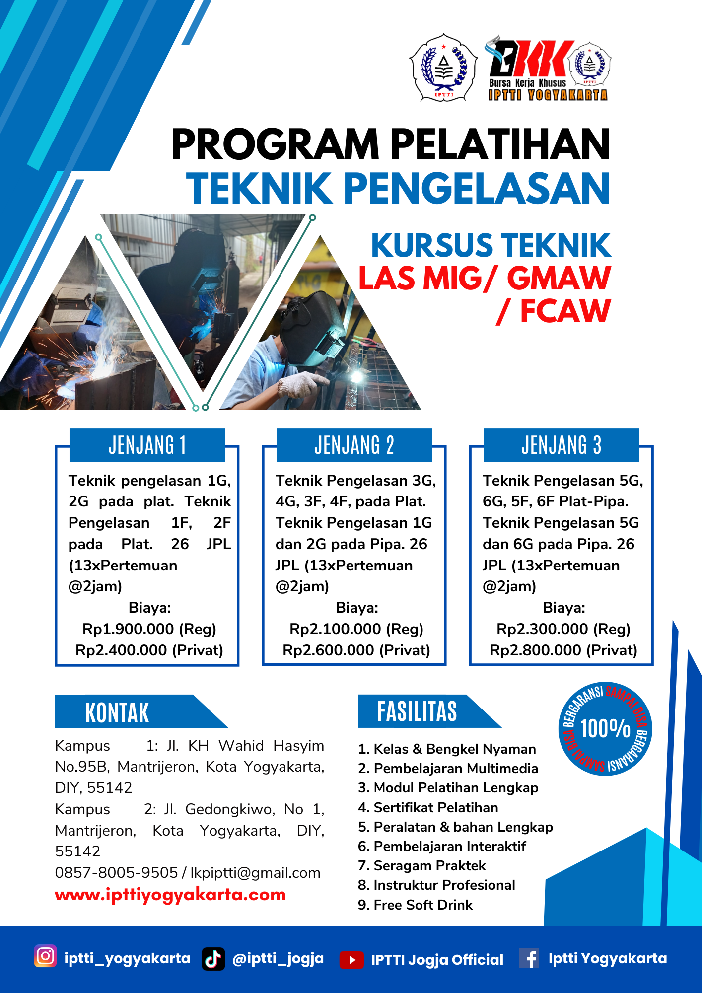 Kursus Teknik Pengelasan - Las SMAW,MIG, FCAW, TIG, AOW