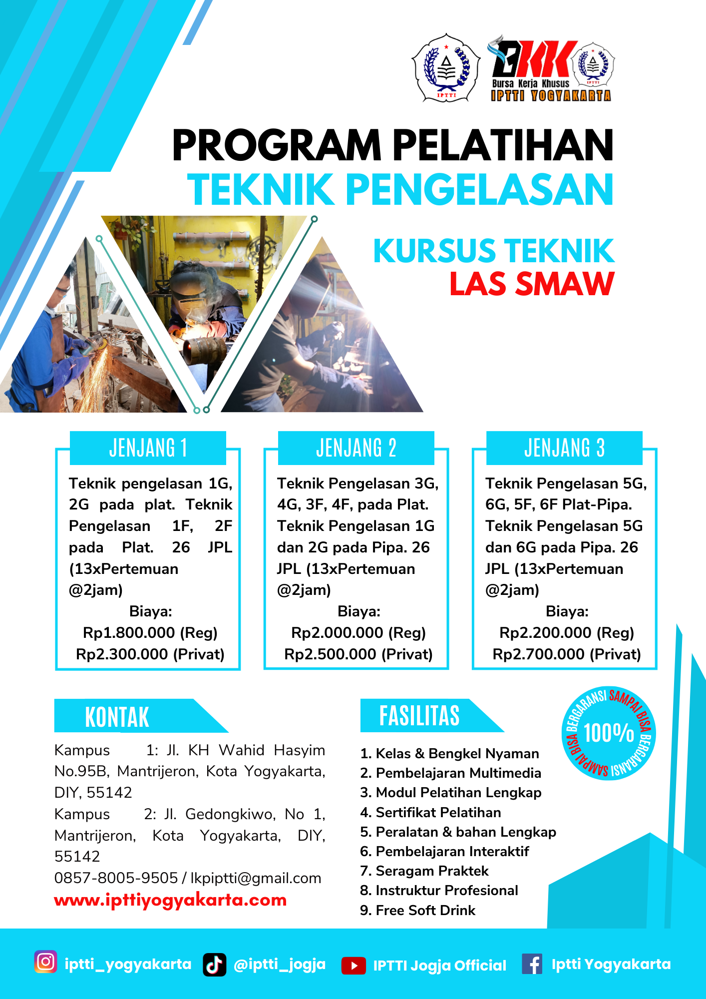 Kursus Teknik Pengelasan - Las SMAW,MIG, FCAW, TIG, AOW